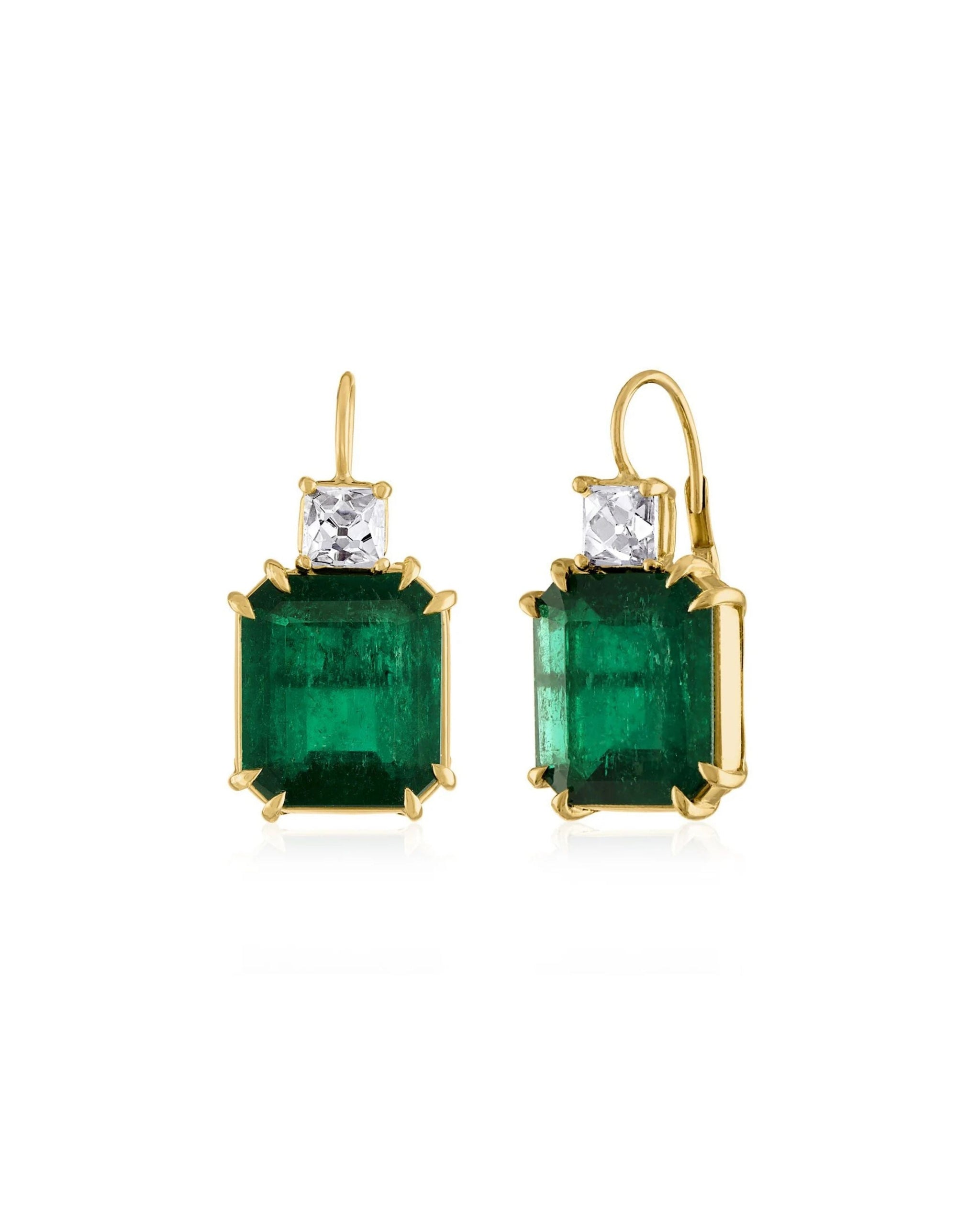 Emerald & French Cut Diamond Sheri Earrings
